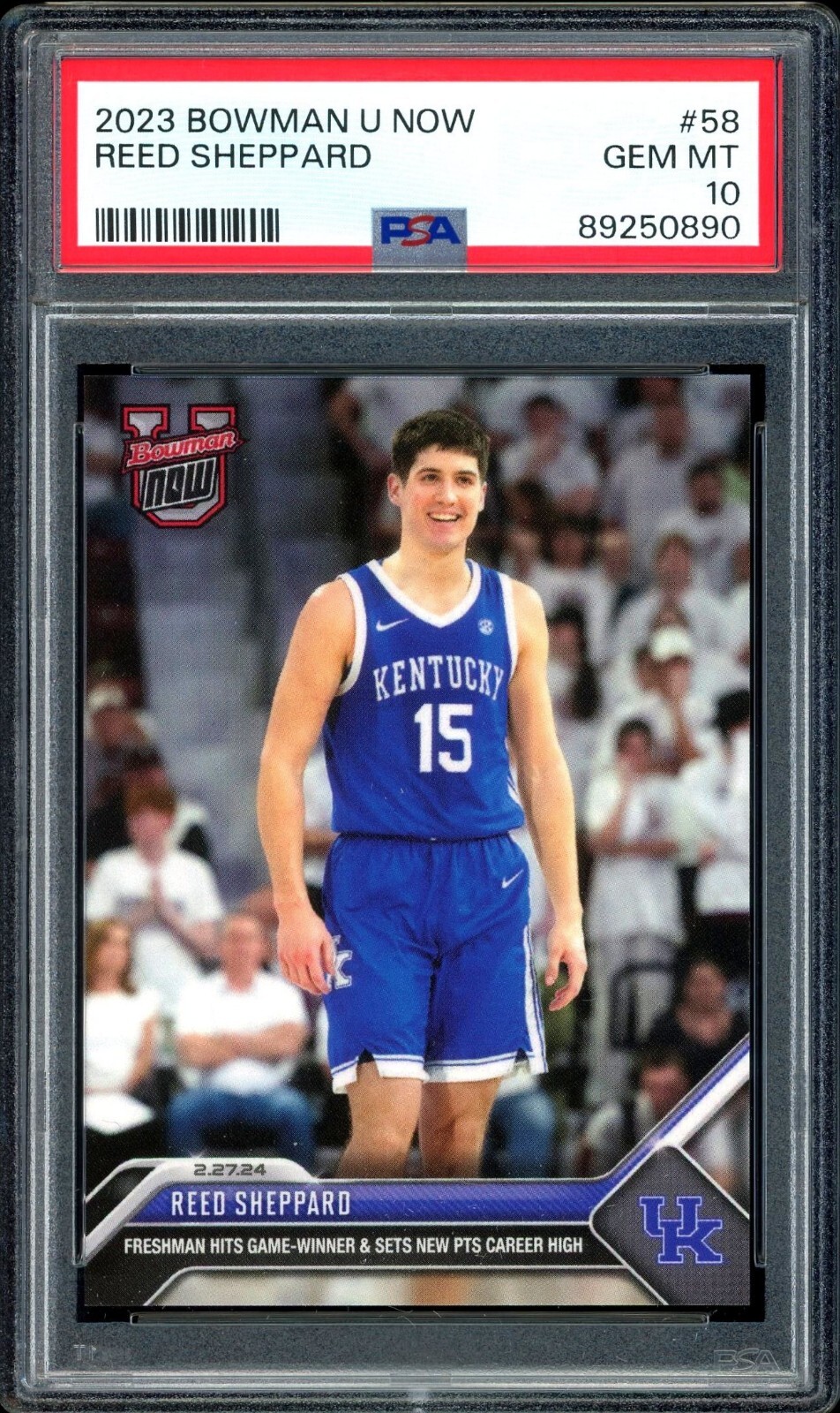 2023 Bowman U Now #58 ROOKIE Kentucky Rockets ~ Reed Sheppard ~ PSA 10 ...