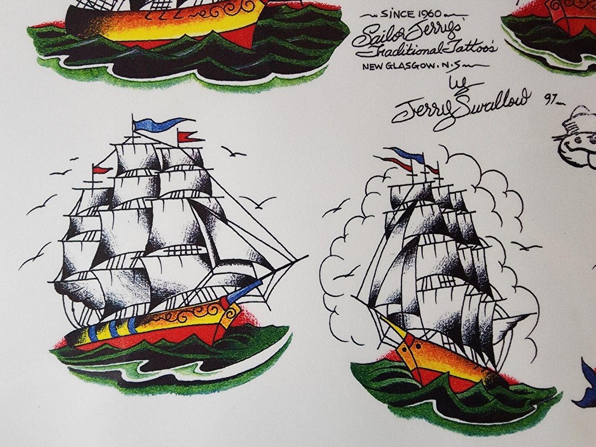 Traditional Ship Tattoo Flash Sailor Jerry