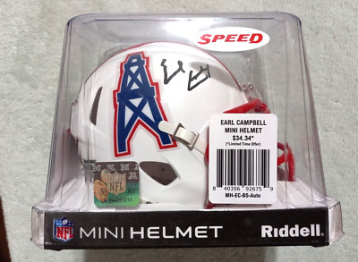 Earl Campbell Signed Houston Oilers Throwback Mini Helmet w/ Earl ...