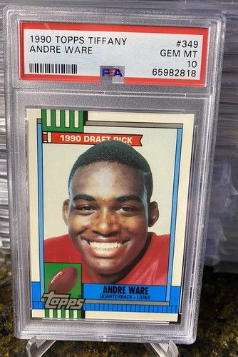 1990 Topps Tiffany Football #349 Andre Ware RC ROOKIE PSA 10 POP 8 RARE ...