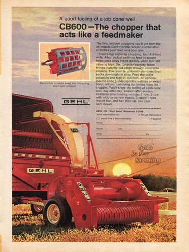1973 Print Ad of Gehl CB600 Hay Chopper | eBay