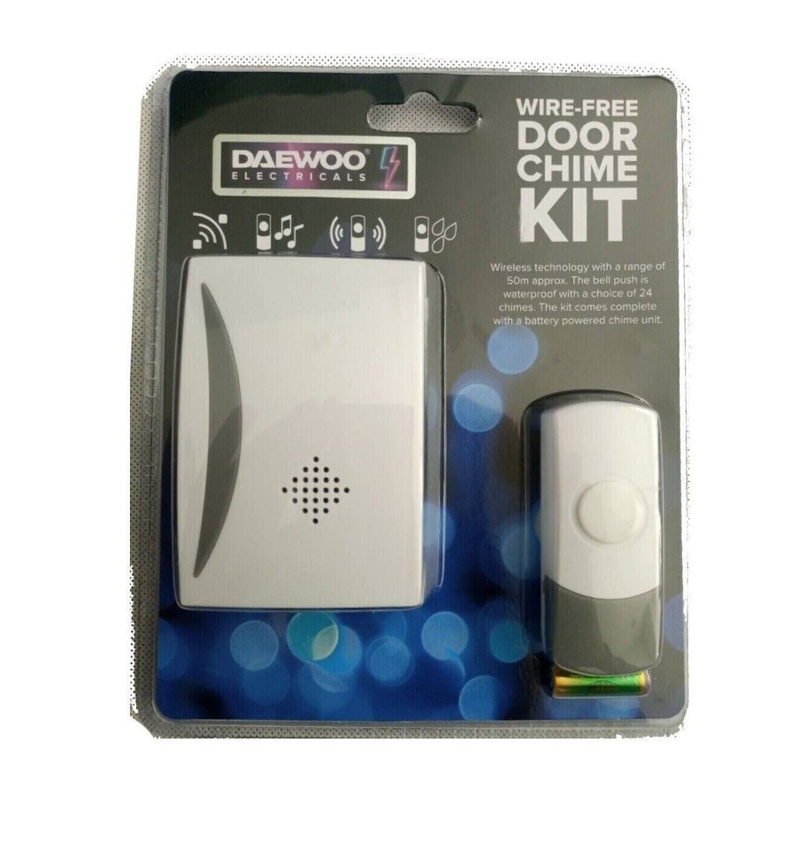 DAEWOO Cordless Wireless Door Bell Kit Chime Home Battery OR PLUG IN ...