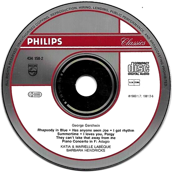 Gershwin Rhapsody in Blue KATIA & MARIELLE LABEQUE Philips CD Full ...