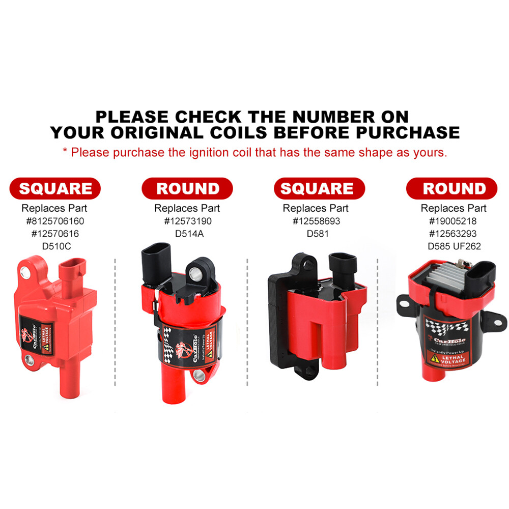 8 Pack Square Ignition Coil w/ Spark Plug Wire For Chevy GMC 5.3L 6.0L ...