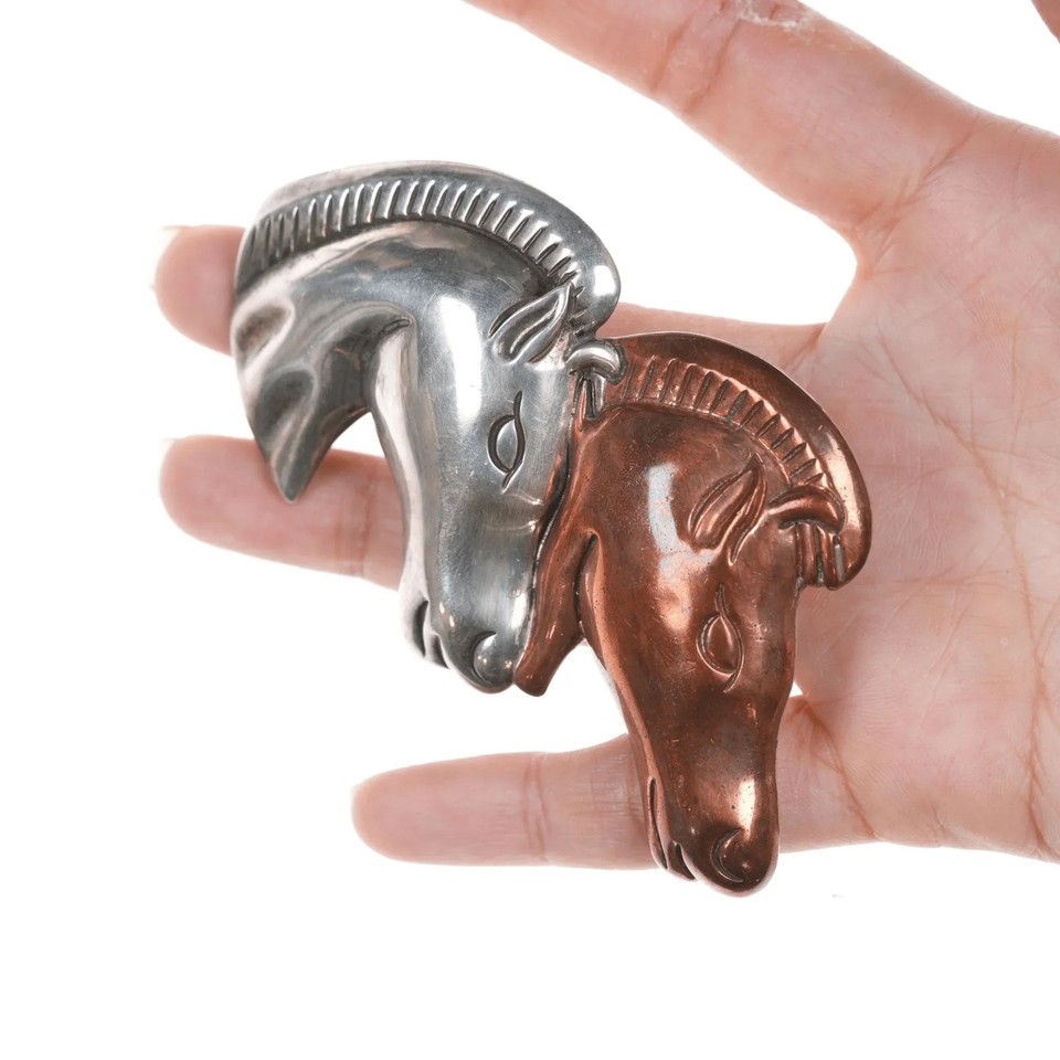 Antonio Pineda (1919-2009) Taxco Mixed metals horse head pin | eBay UK