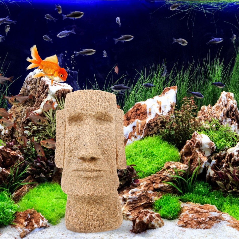 Moai Statue Aquarium Decoration Figure Decorative Statues Fish Tank ...