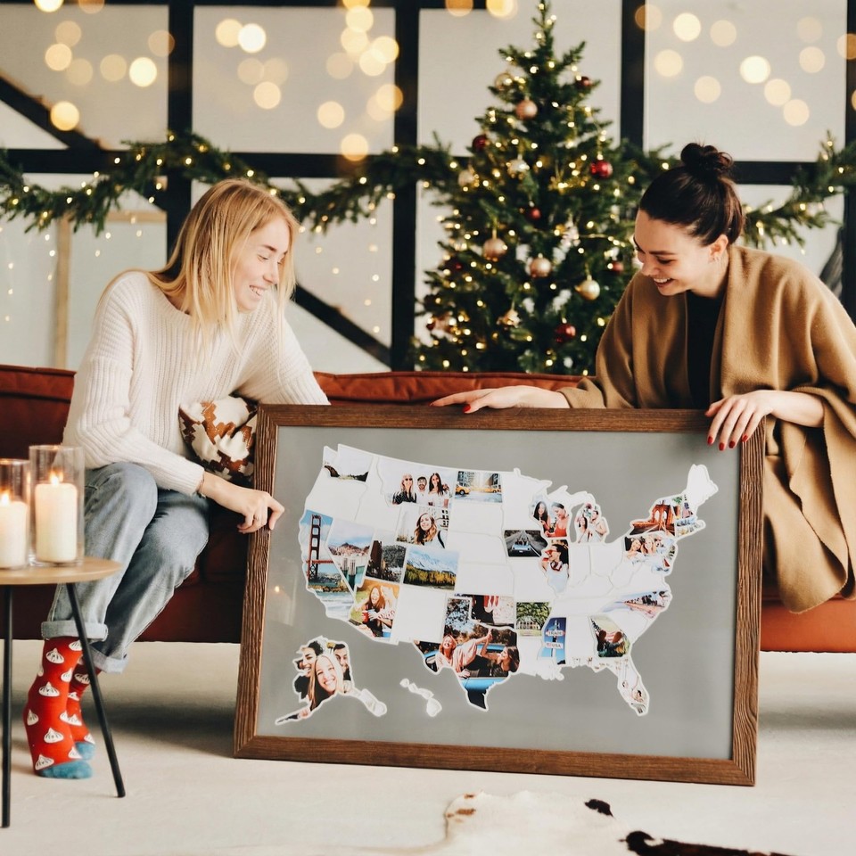 USA Photo Map - 50 States Travel Map - 24 x 36 in - Includes Secure ...