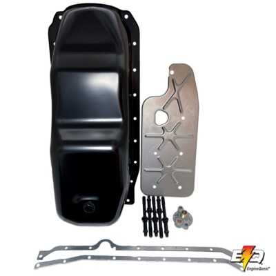 Chevrolet 350 / 305 Oil Pan W/ 12 mm Drain Plug, Pan Rails, Main Studs ...