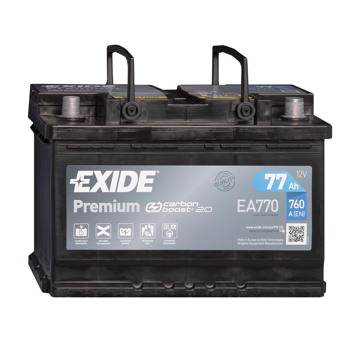 Exide Premium CARBON BOOST 2.0 EA770 Autobatterie 12V 77Ah ...