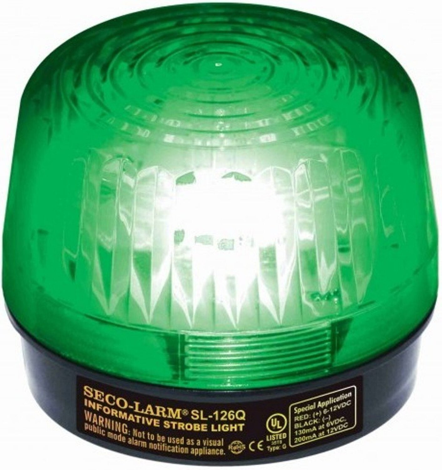 Seco-Larm SL-126-A24Q/G Strobe Light, Green Lens For 6 toÂ 24-Volt Use ...