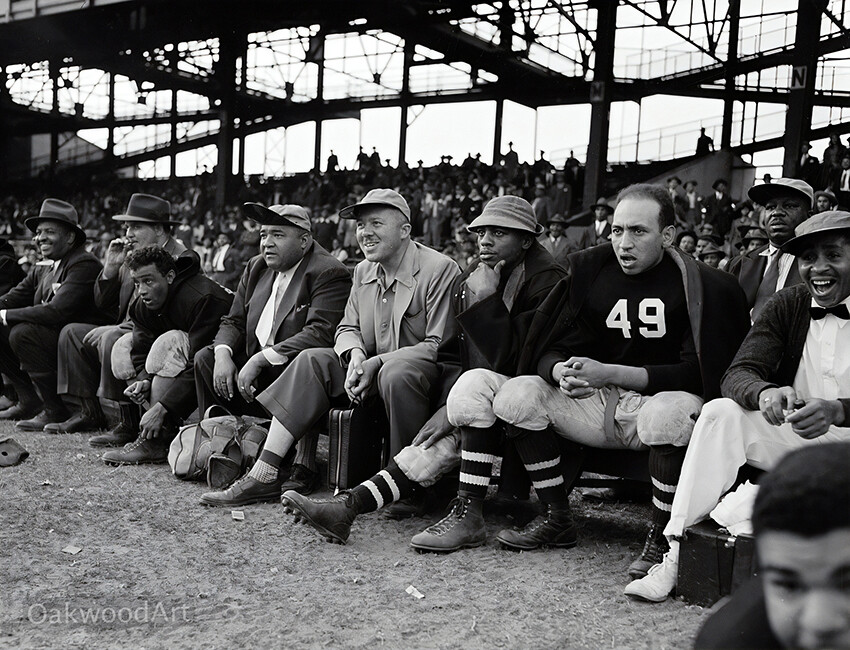 1941 BLACK COLLEGE FOOTBALL PLAYERS & Spectators on Bench, Vintage ...