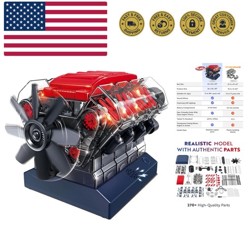 V8 Combustion Engine Model Kit That Runs - Build Your Own STEM Mini V8 ...