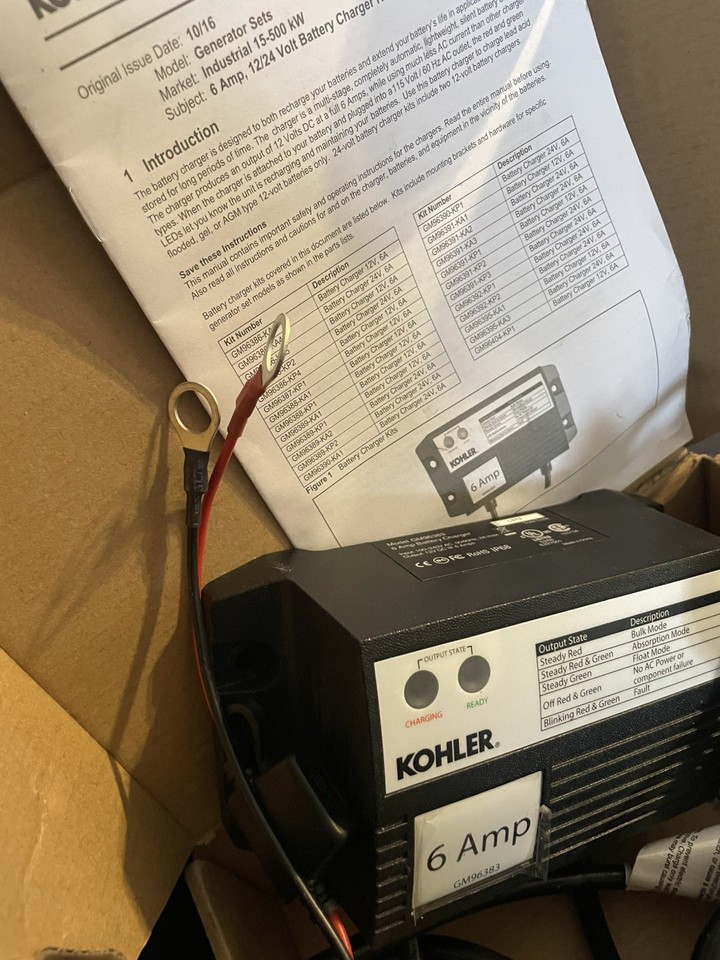 Kohler Generator Battery Charger 12V 6A OEM GM96383 | eBay