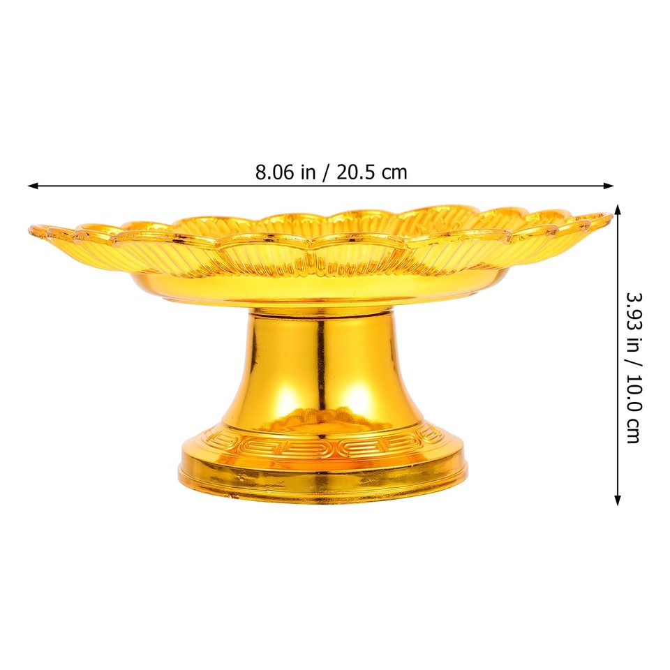 2PCS Buddhist Offering Plate,Gold Offering Bowl Footed Fruit Bowl for ...