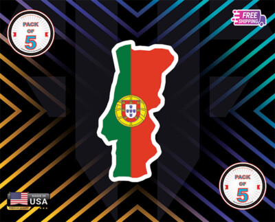 PACK OF 5 PORTUGAL FLAG MAP DECAL CAR LAPTOP STICKER VINYL LAMINATED ...