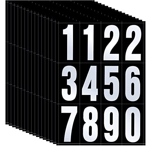 192 Pcs 16 Sets Number Stickers Mailbox Numbers 3 Inch Silver in Black ...
