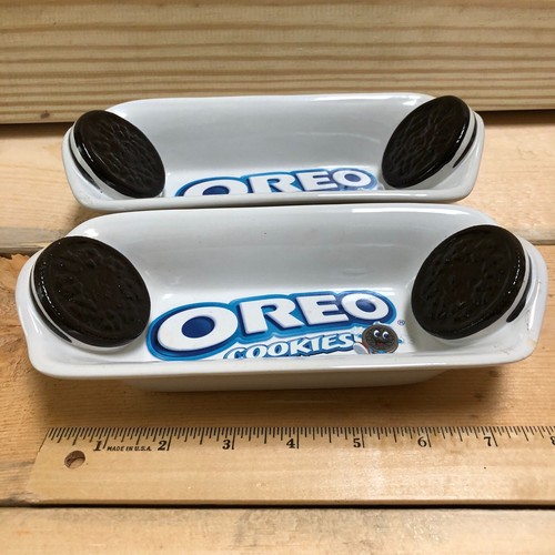 OREO COOKIE Dunkin Dip SNACK DISH Set of 2 BANANA SPLIT ICE CREAM BOWL ...