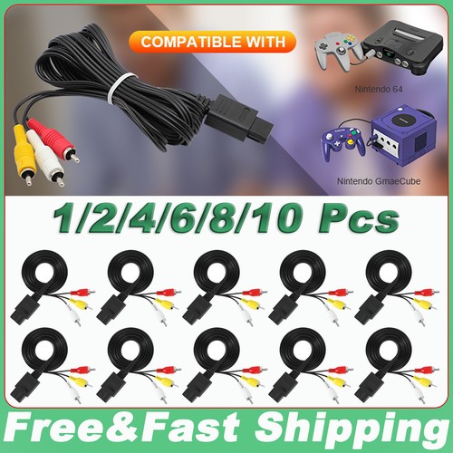 For Nintendo 64 SNES Gamecube 6FT RCA AV TV Audio Video Stereo Cable ...