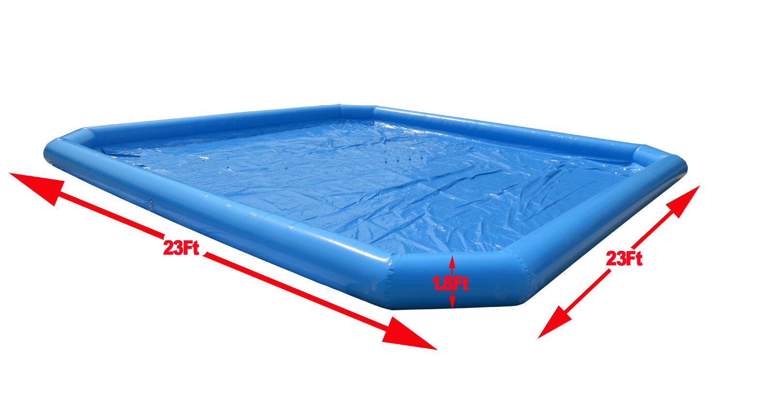 Square PVC Inflatable Swimming Pool Family Giant Summer Outdoor 23x23ft ...