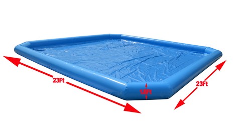 Square PVC Inflatable Swimming Pool Family Giant Summer Outdoor 23x23ft ...