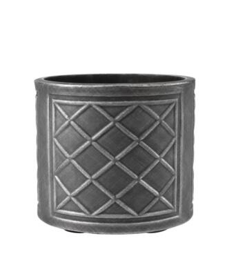 Stewart Garden Round Lead Effect Planters 44cm Plant Pot Gun Metal ...