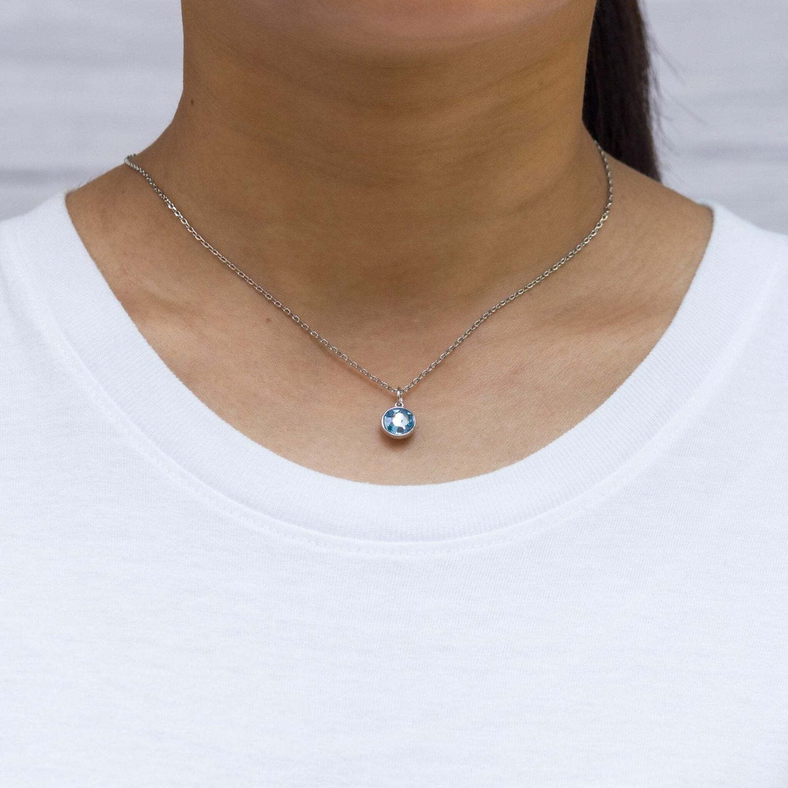 Light Blue Crystal Necklace Created with Zircondia® Crystals by Philip ...