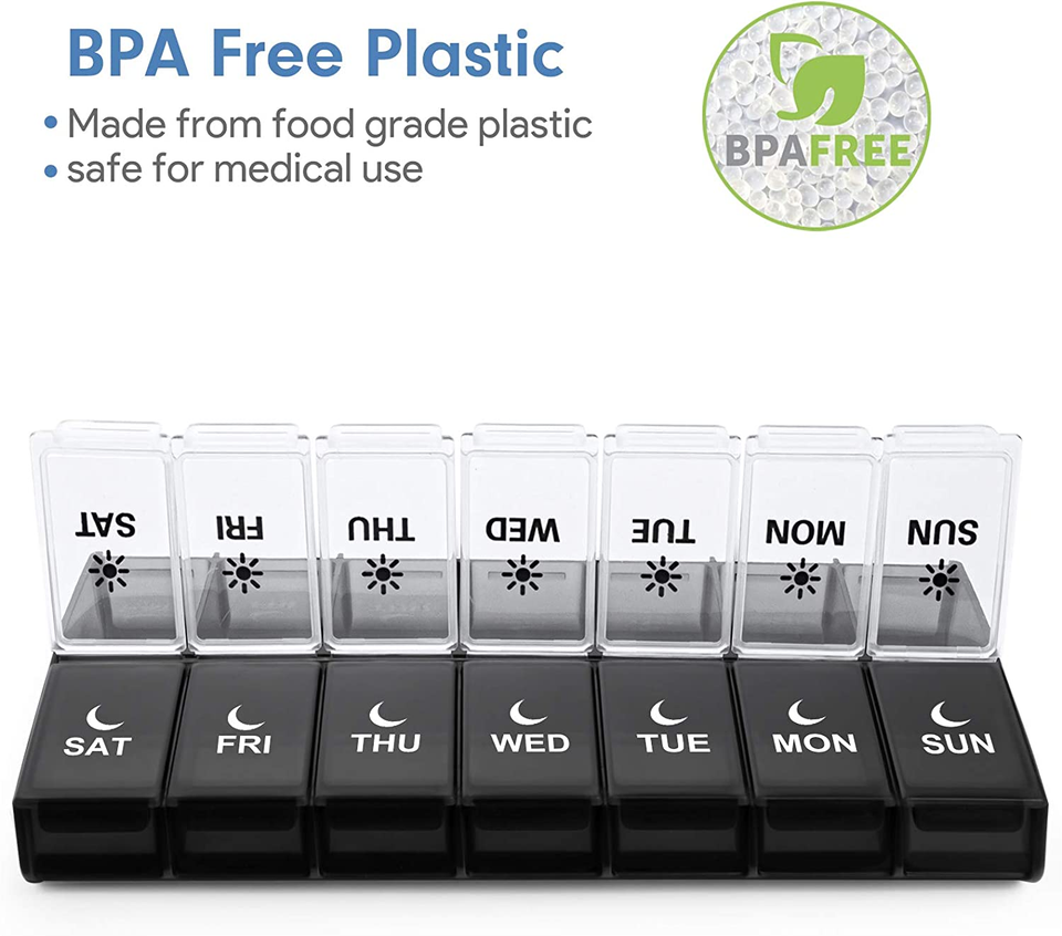 7 Day Pill Organizer 2 Times a Day, Large Weekly AM PM Pill Box, Day ...