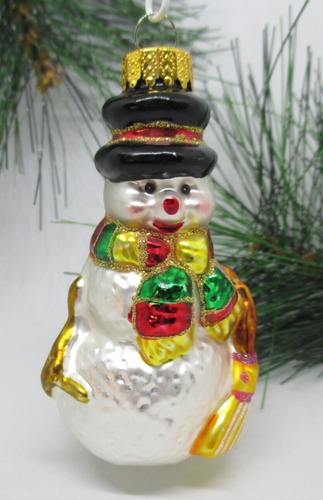 Unique Treasures Glass Ornament SNOWMAN WITH BROOM AND SCARF | eBay