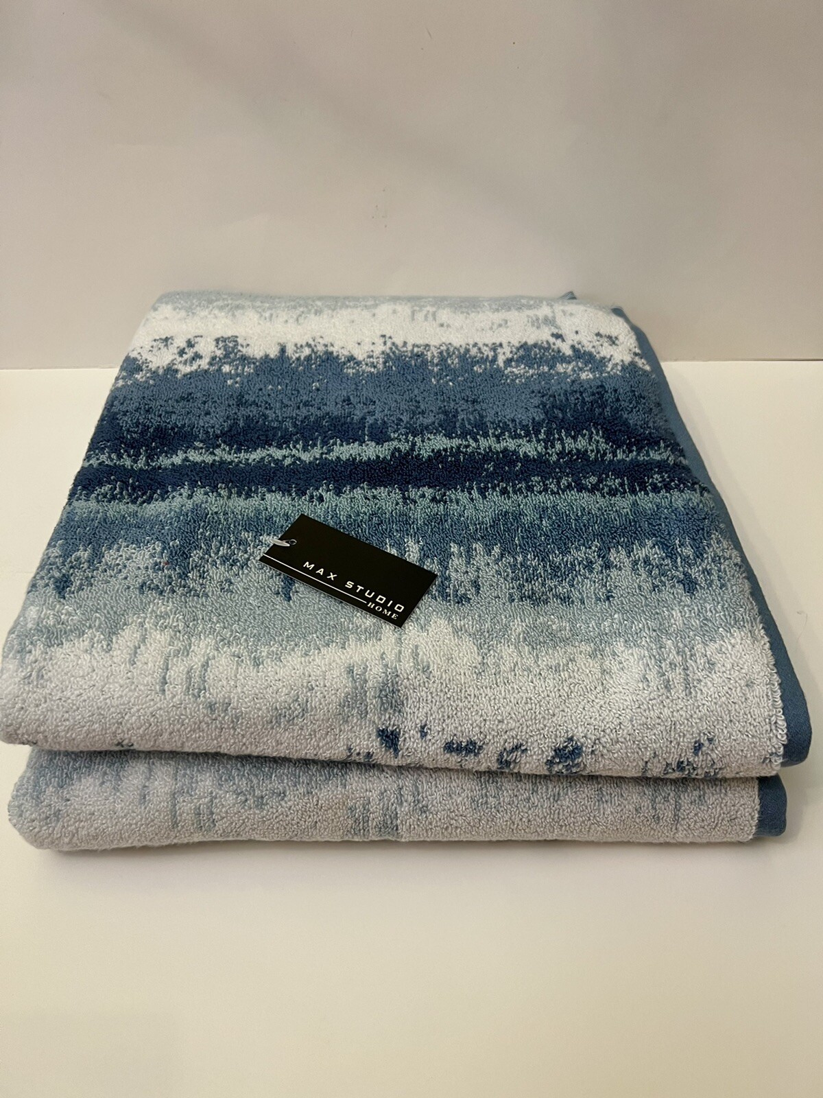 Max Studio Home 2 Bath 2 Hand 2 Fingertip Towels Set Abstract Ikat Blue ...