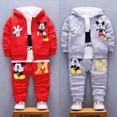 Kids Boys Girl Clothes Mickey Mouse Tracksuit Hooded Zip Coat Tops ...