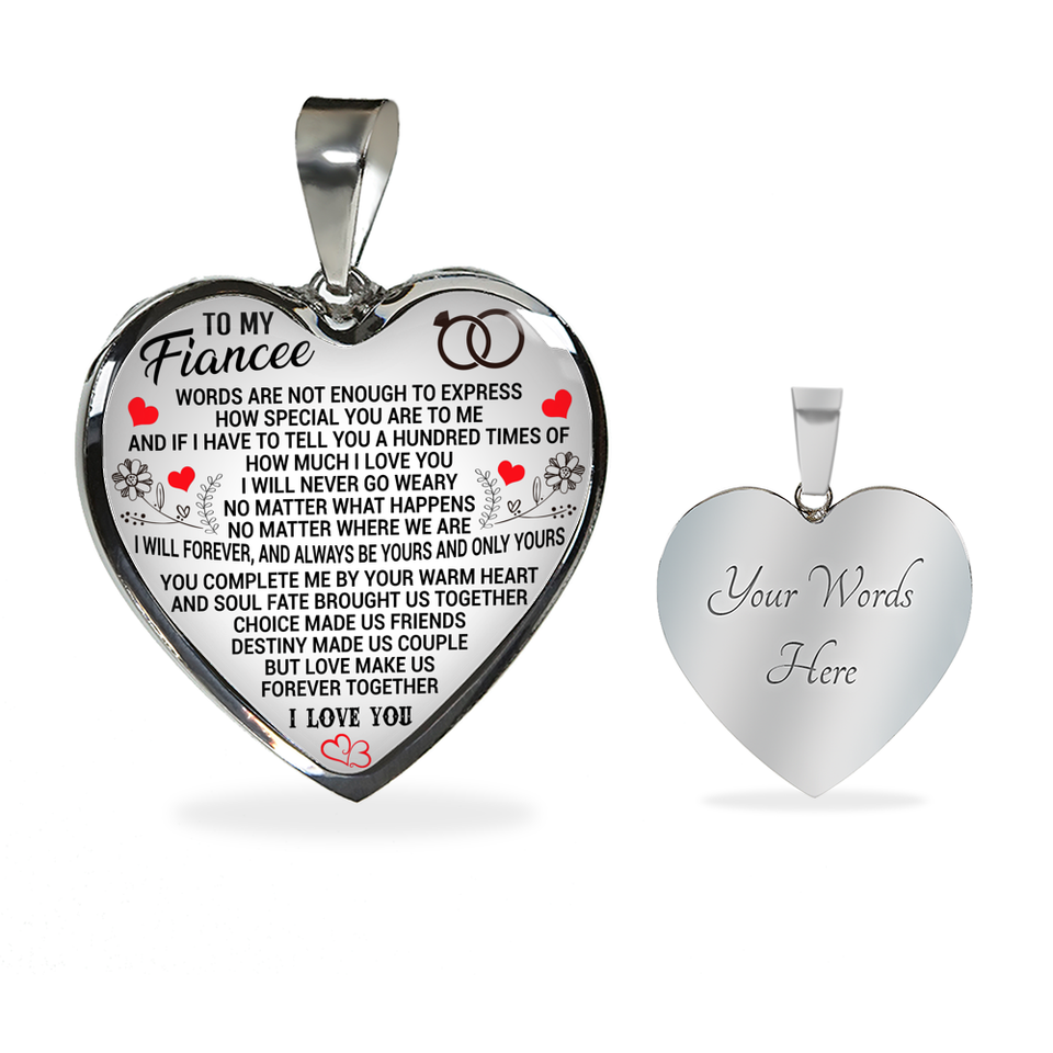 To My Fiancee Necklace Heart Pendant Luxury Gift From Fiance I Love You ...