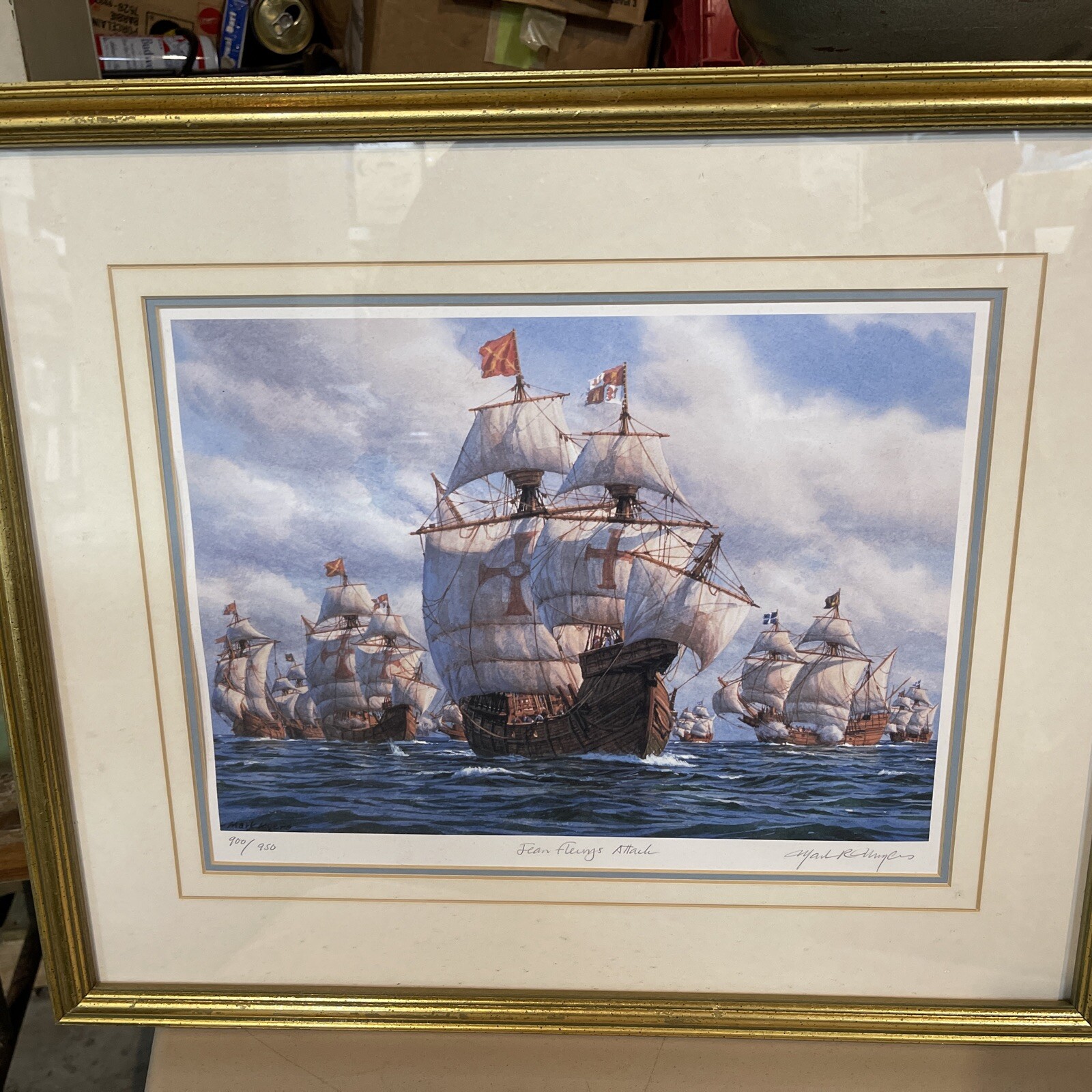 Mark Myers Sailboat Jean Fleury Attack Painting Signed & Numbered 900 ...