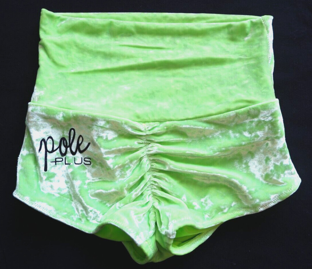 Pole Plus Lime Green Velour Shorts with Scrunch Bum S… - Gem
