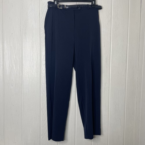 Covington Dress Pants Navy Blue 6 Short With Belt Flat Front Trousers ...