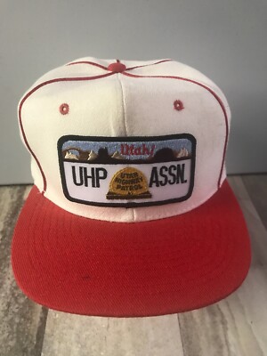 Vtg Utah Highway Patrol White and Red Hat Snap Back UHP ASSN. Cap ...