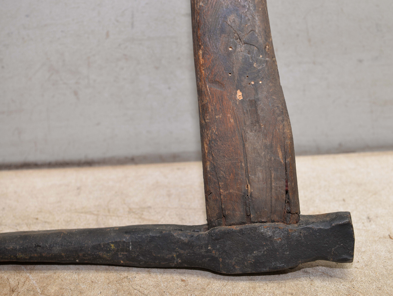Rare antique long nose mortise axe collectible mining pick blacksmith ...