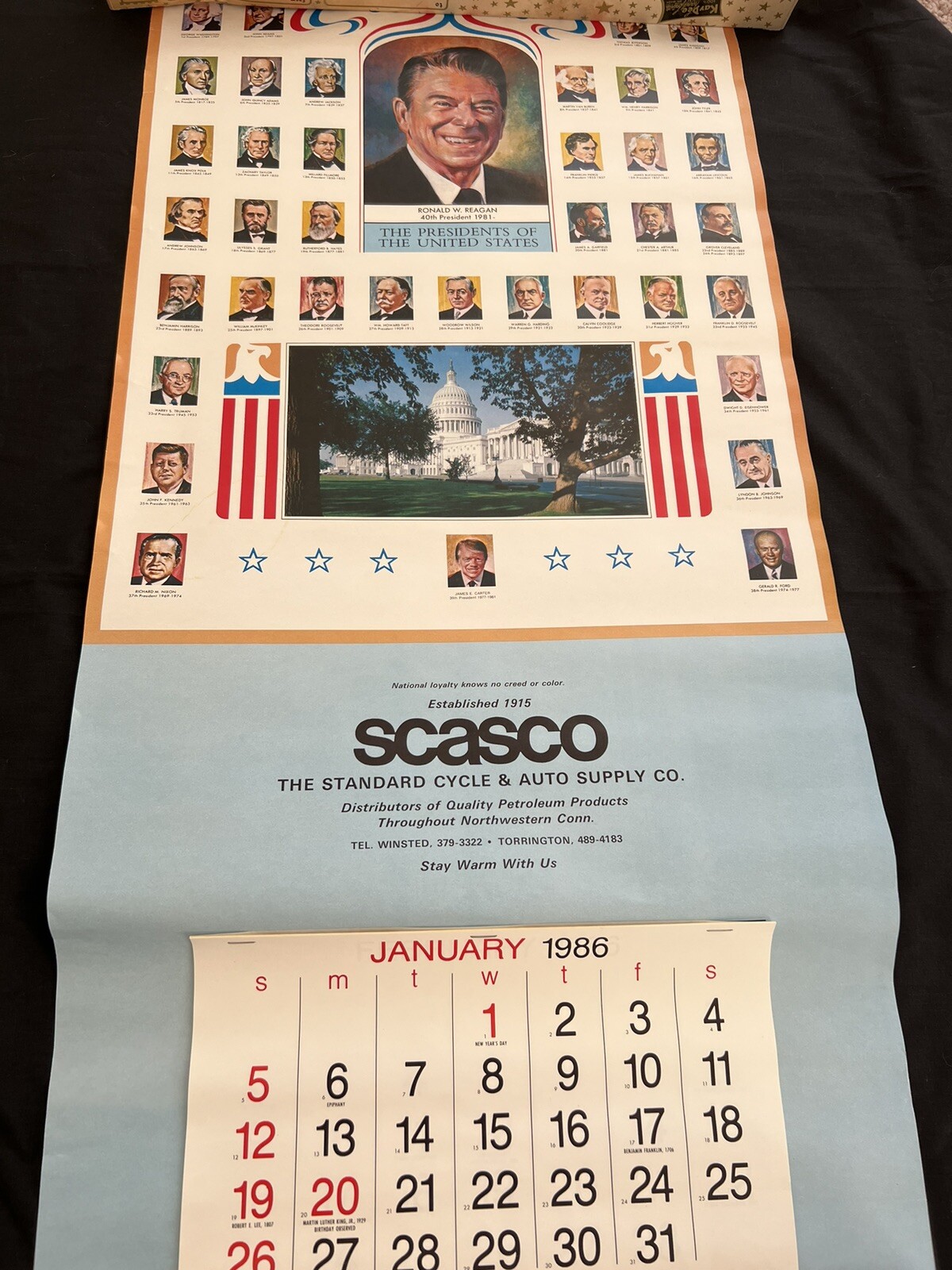 1986 President Of United States Calendar Ronald Reagan Standard Cycle ...