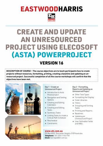 Create and Update an Unresourced Project Using Elecosoft (Asta ...