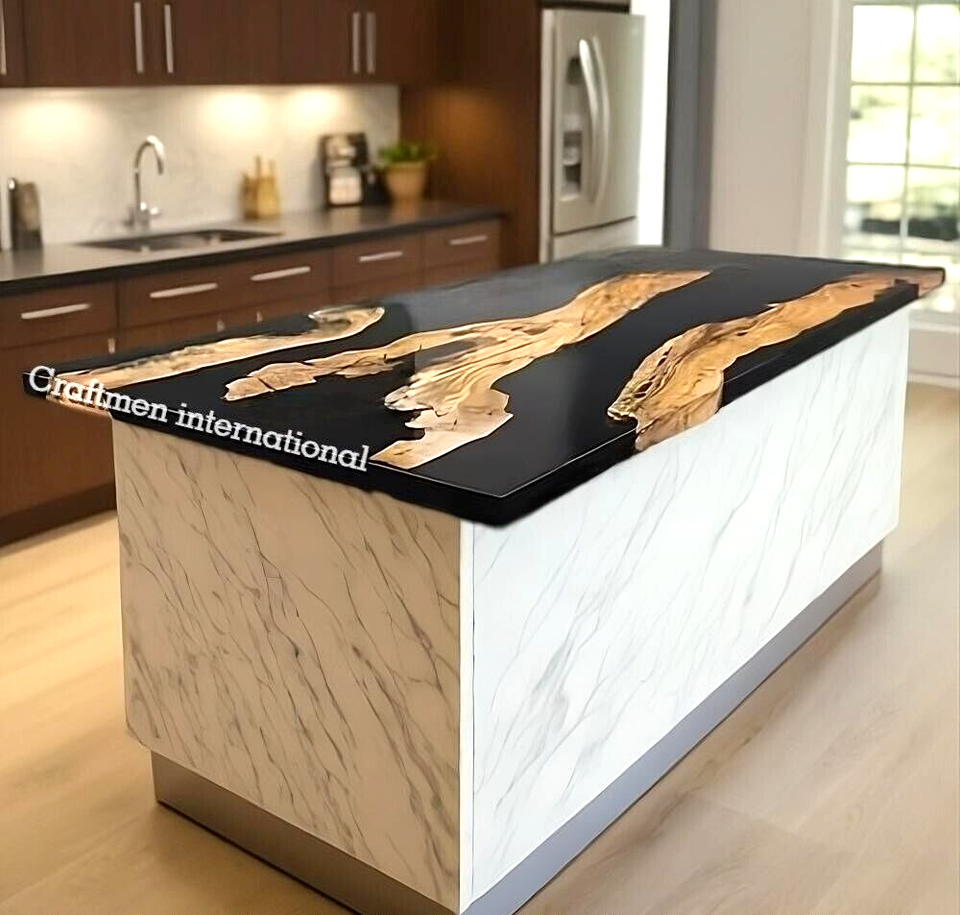 Sleek Black Epoxy Countertop, Gloss Epoxy Countertop, kitchen island ...