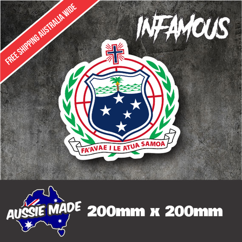 Samoa Coat Of Arms Islander Samoan Sticker Flag Bumper Water Proof ...
