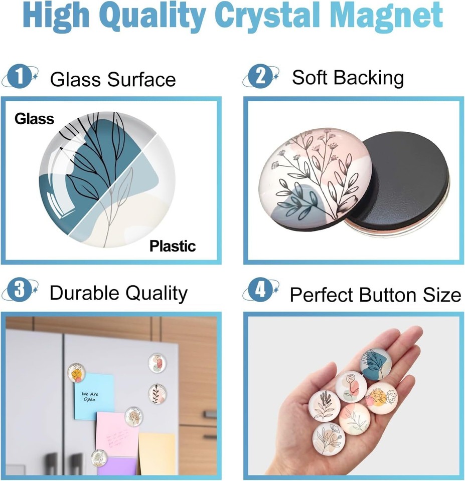 12 Pack Glass Strong Refrigerator Magnets Round Fridge Magnets for ...