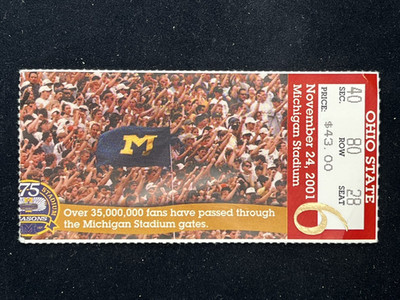 11-24-2001 Ohio State @ Michigan College Football Ticket - 'The Game ...