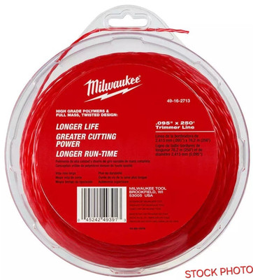Milwaukee Trimmer Line 250 Feet .095-Inch High Grade Twisted Polymer 49 ...