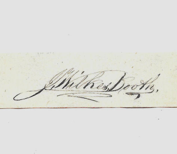 John Wilkes Booth Autograph Reprint On Genuine Original Period 1860s ...