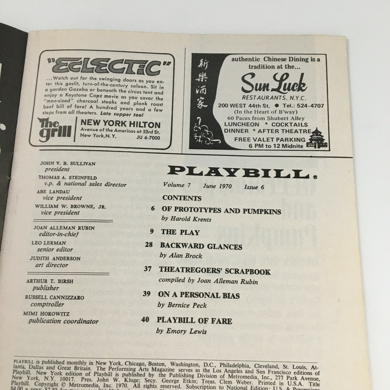 1970 Playbill Biltmore Theatre 'Hair' Rob Barnes, Obie Bray, Aldora ...