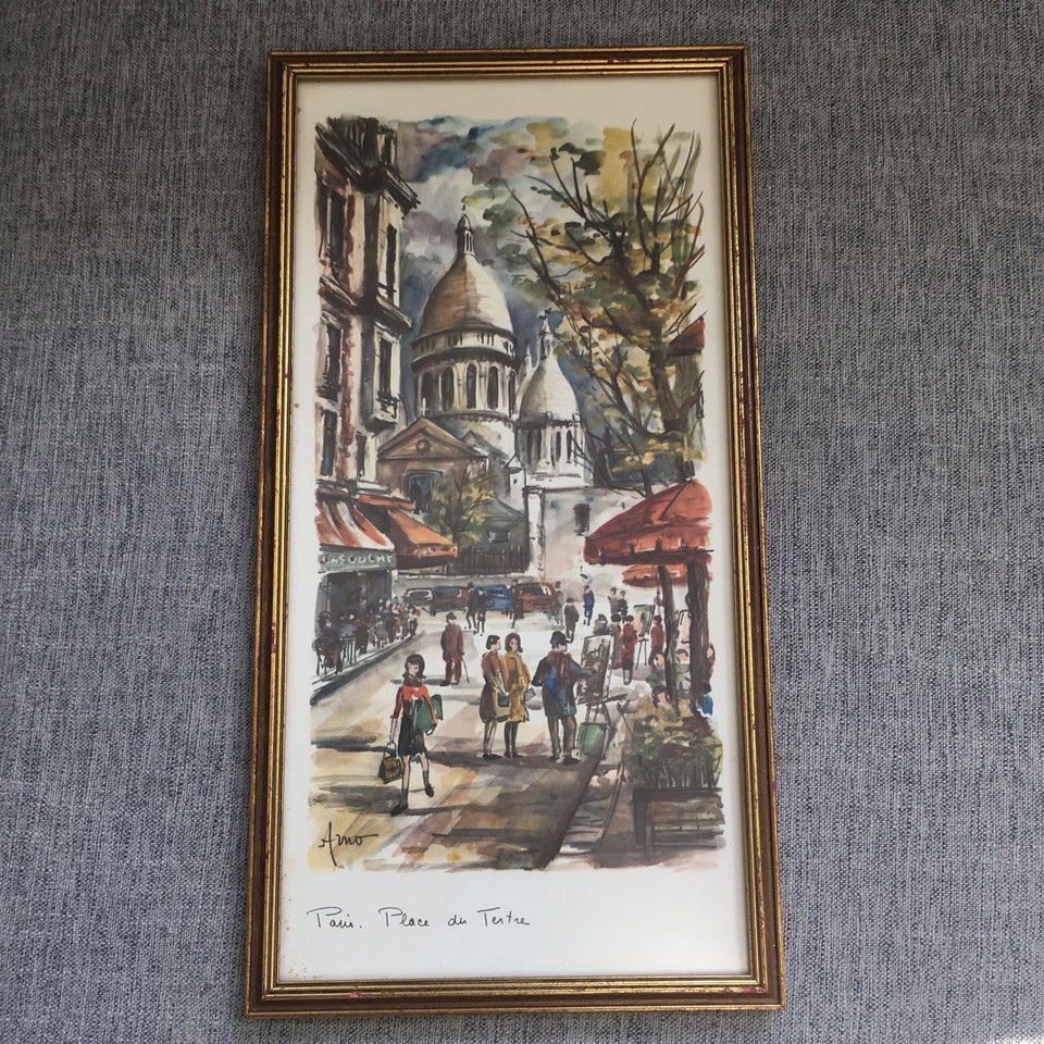 Framed Vintage Signed Original Prints By ARNO. French Watercolor ...