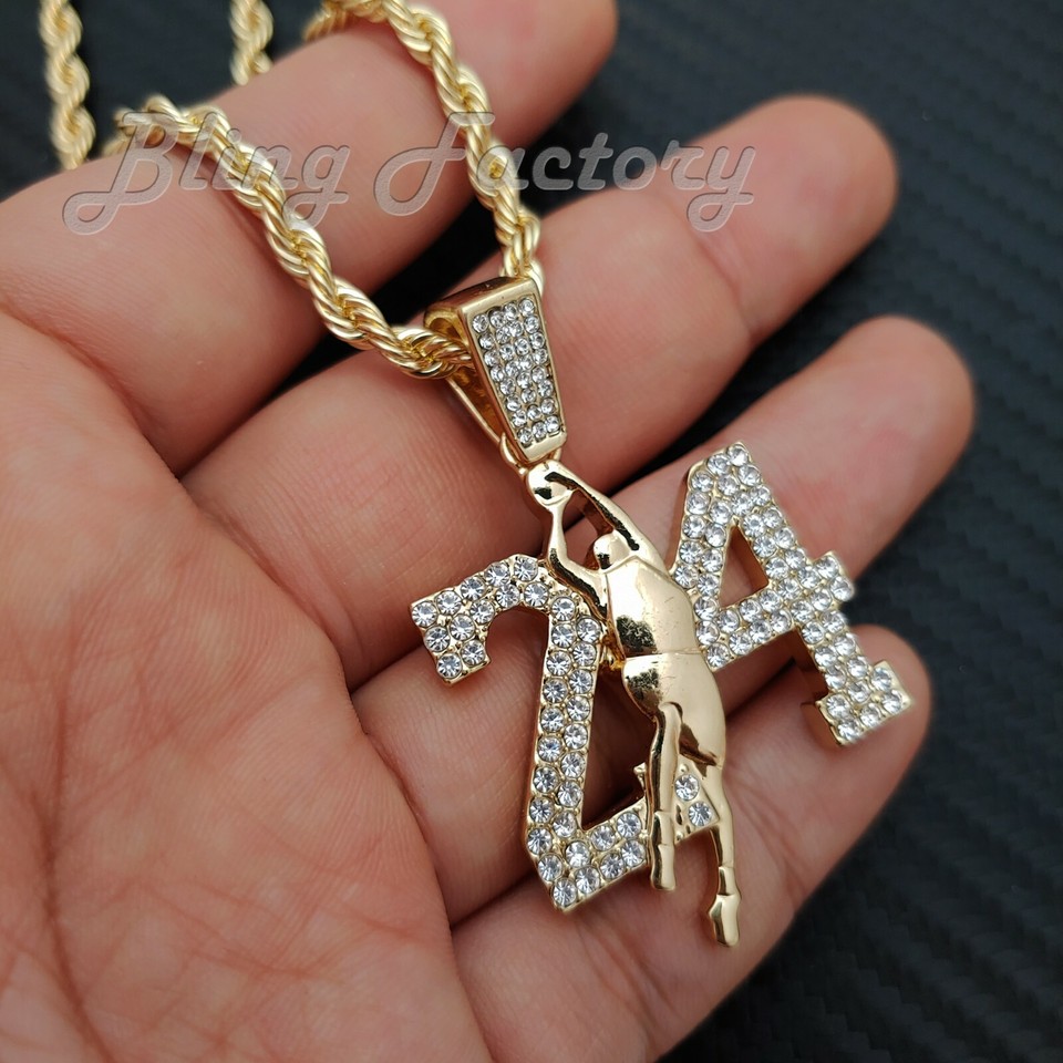 Hip Hop Iced Kobe Forever 24 Pendant & 4mm 24" Rope Chain Fashion Bling ...
