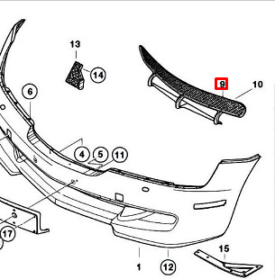 BMW Z3M Z3 E36 M Front Bumper Center Lower Grill Cover 2268644 NO DUTY ...