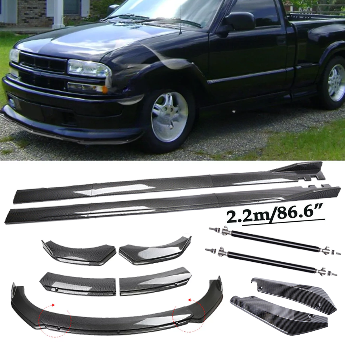 S10 Fiberglass Front Clip Duraflex® 114537 3" Cowl Style Fiberglass