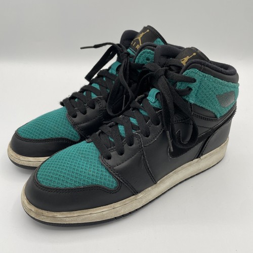 Nike Air Jordan 1 Retro High GS Size 7Y Black Rio Teal Shoes Sneakers ...